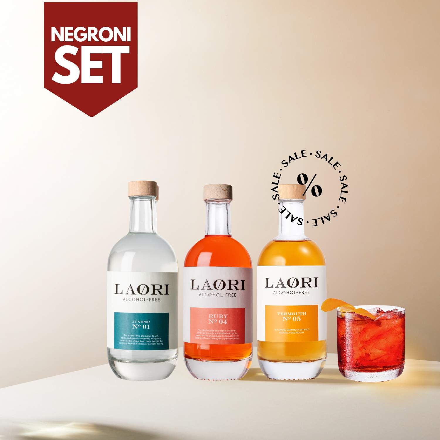 NEGRONI SET WITH RUBY, VERMOUTH, JUNIPER